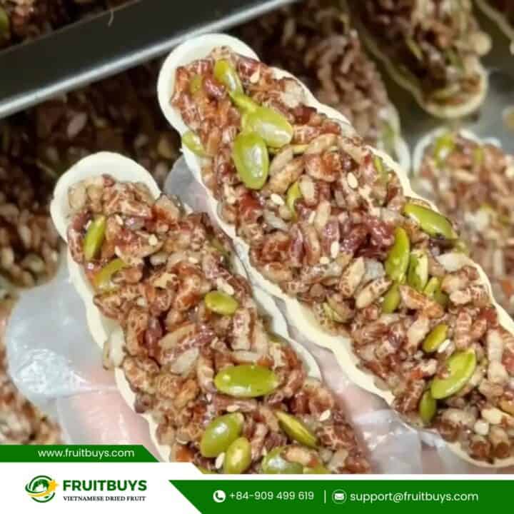 Premium Vietnamese Brown Rice Boat Cake with Nutritious Nuts